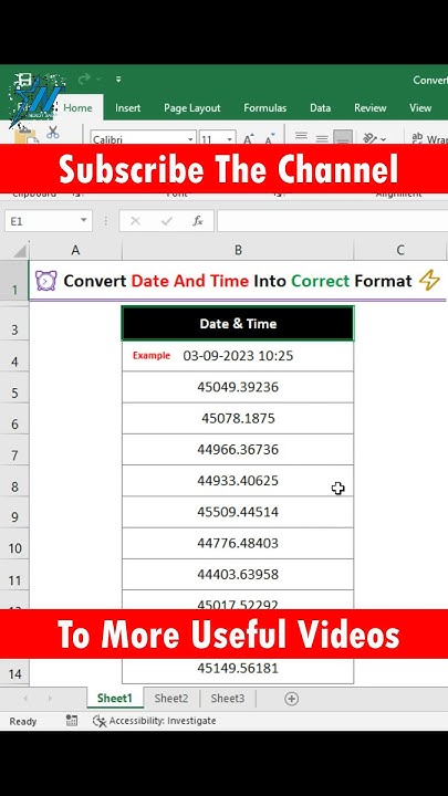 Convert Date And Time Into Correct Format Using Format Cell 😮 Excel Tutoring #shorts - YouTube