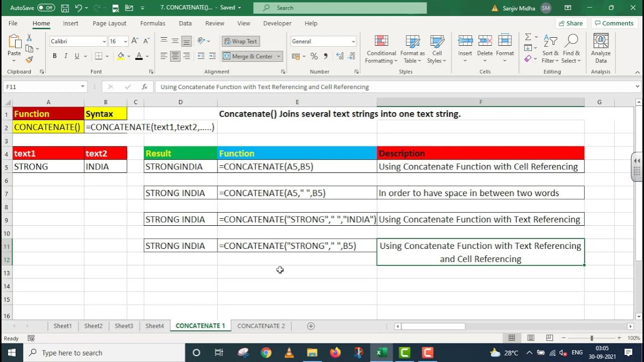 CONCATENATE Function-1 - YouTube