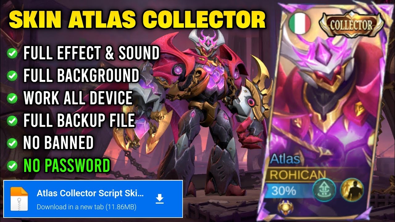 New Update Script Skin Atlas Collector No Password | Script Skin Mobile Legends Terbaru - YouTube