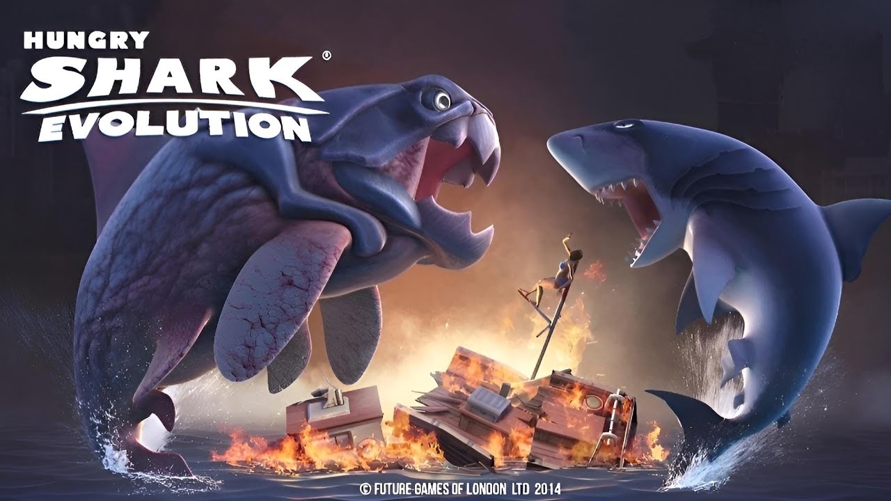 Hungry Shark Evolution - Megalodon vs Dunkleosteus Big Daddy - YouTube