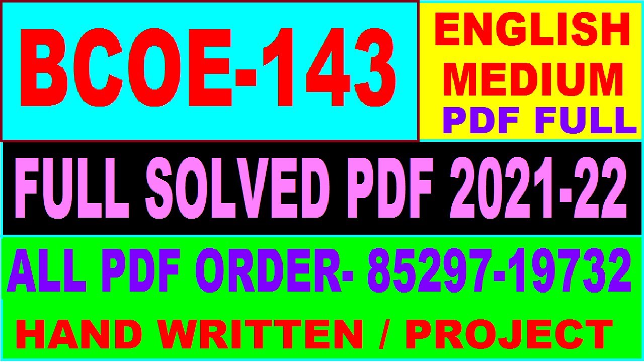bcoe 143 solved assignment 2021-22 / bcoe 143 solved assignment in ...