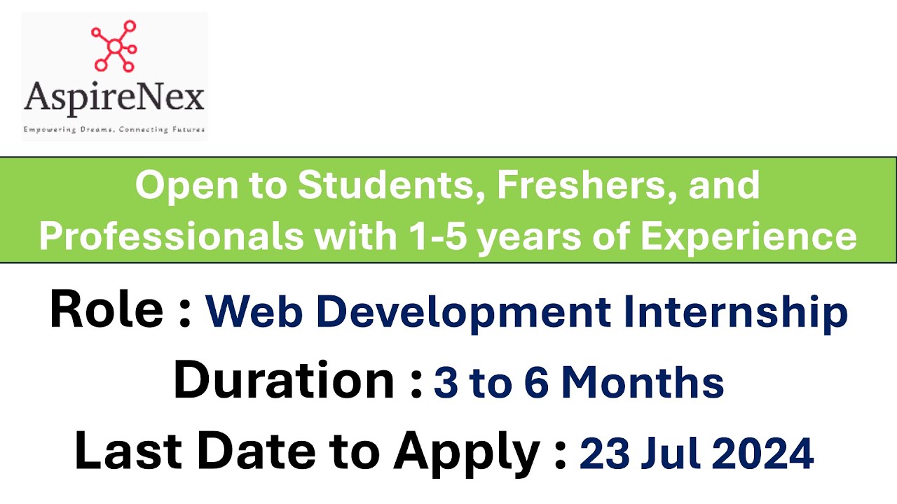 AspireNex Hiring Web Development Internship - Open to Students, Freshers, and Professionals ...