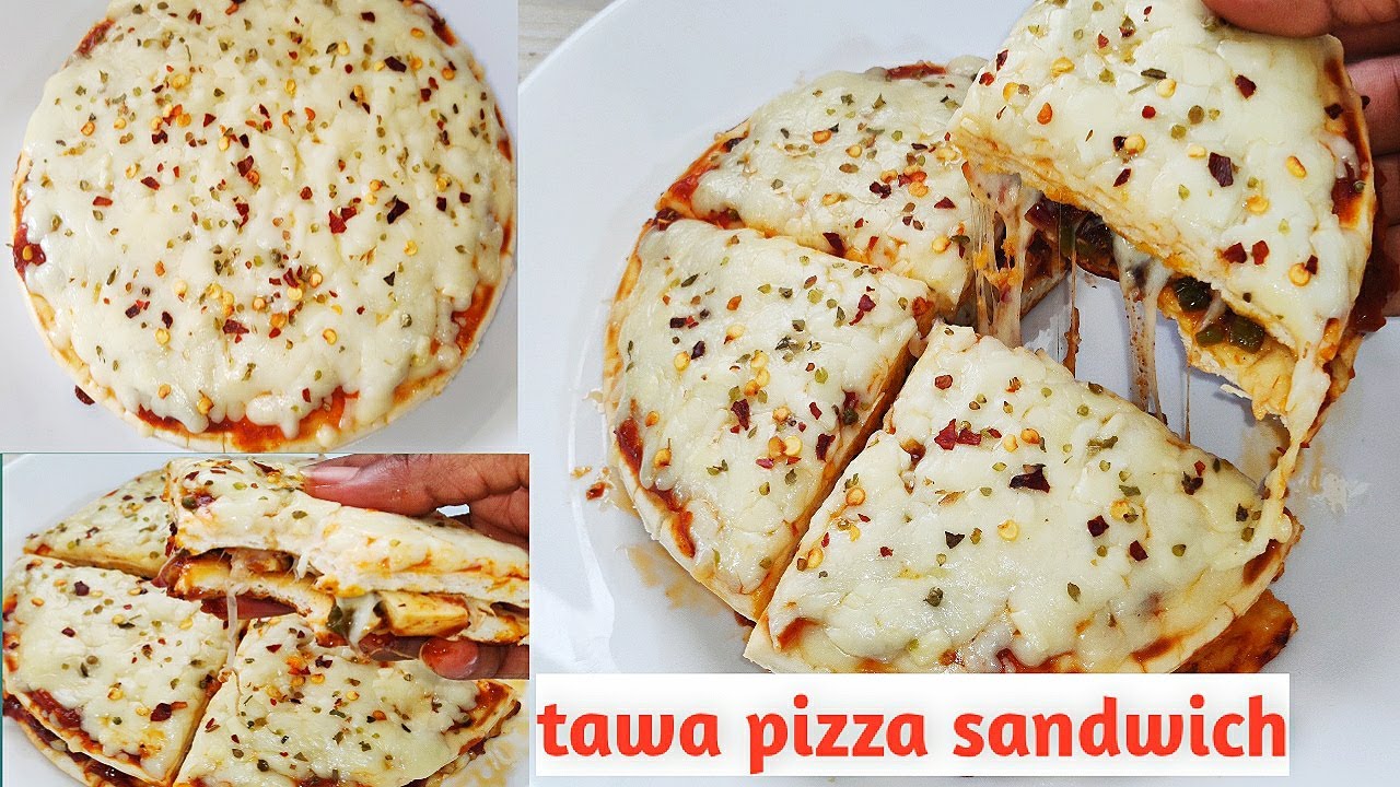 10 minutes double layer pizza on tawa |pizza sandwich |no oven pizza ...
