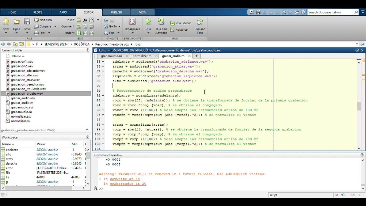 Reconocimiento de audio en MATLAB R2014a | ROBÓTICA | UNSAAC - YouTube