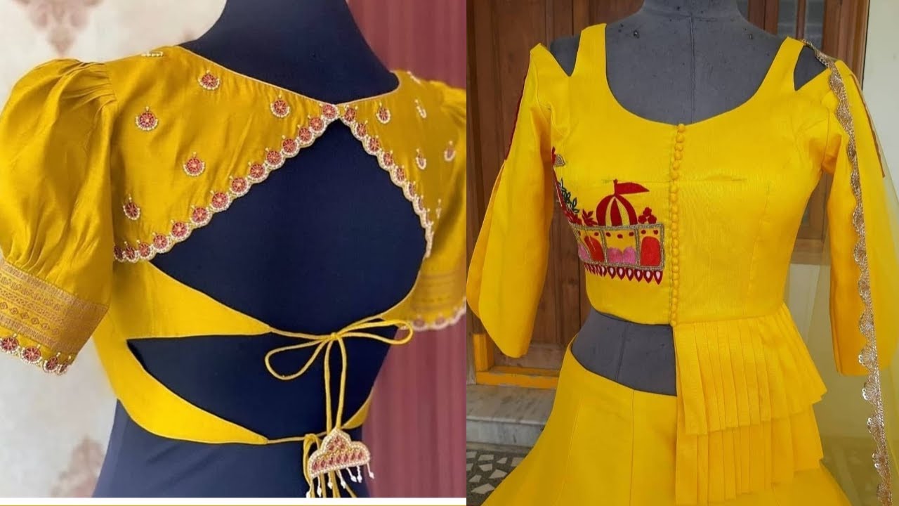 Yellow very beautiful and stylish blouse design | New blouse design ...