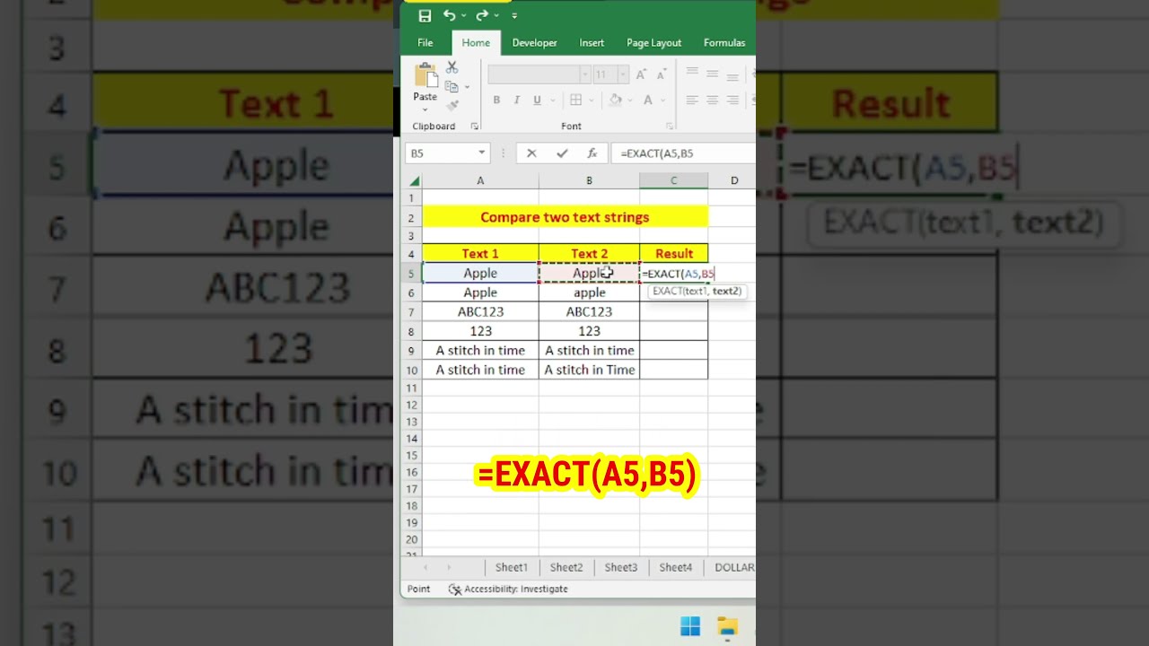 Compare Two Text In Excel YouTube Compare Two Text In Excel YouTube