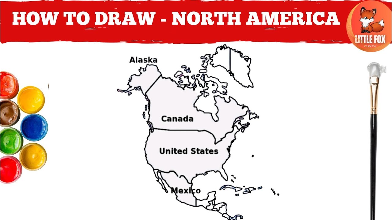 North America Map |How to draw and color North America Map easily#kids ...