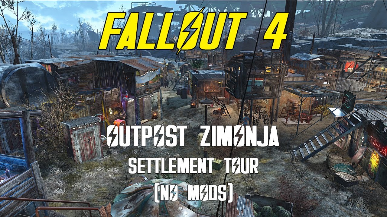 "Fallout 4" Outpost Zimonja Settlement Tour | NO MODS - YouTube