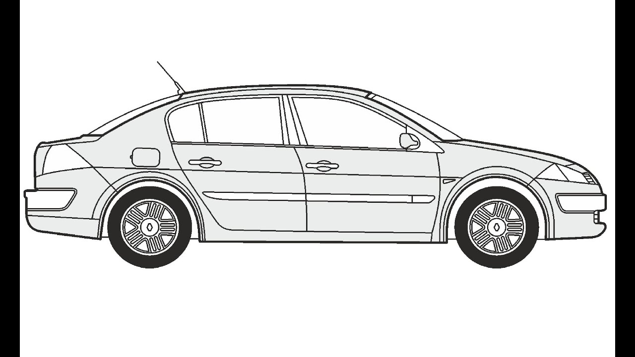 How to Draw a Renault Megane Limousine / Как нарисовать Renault Megane ...