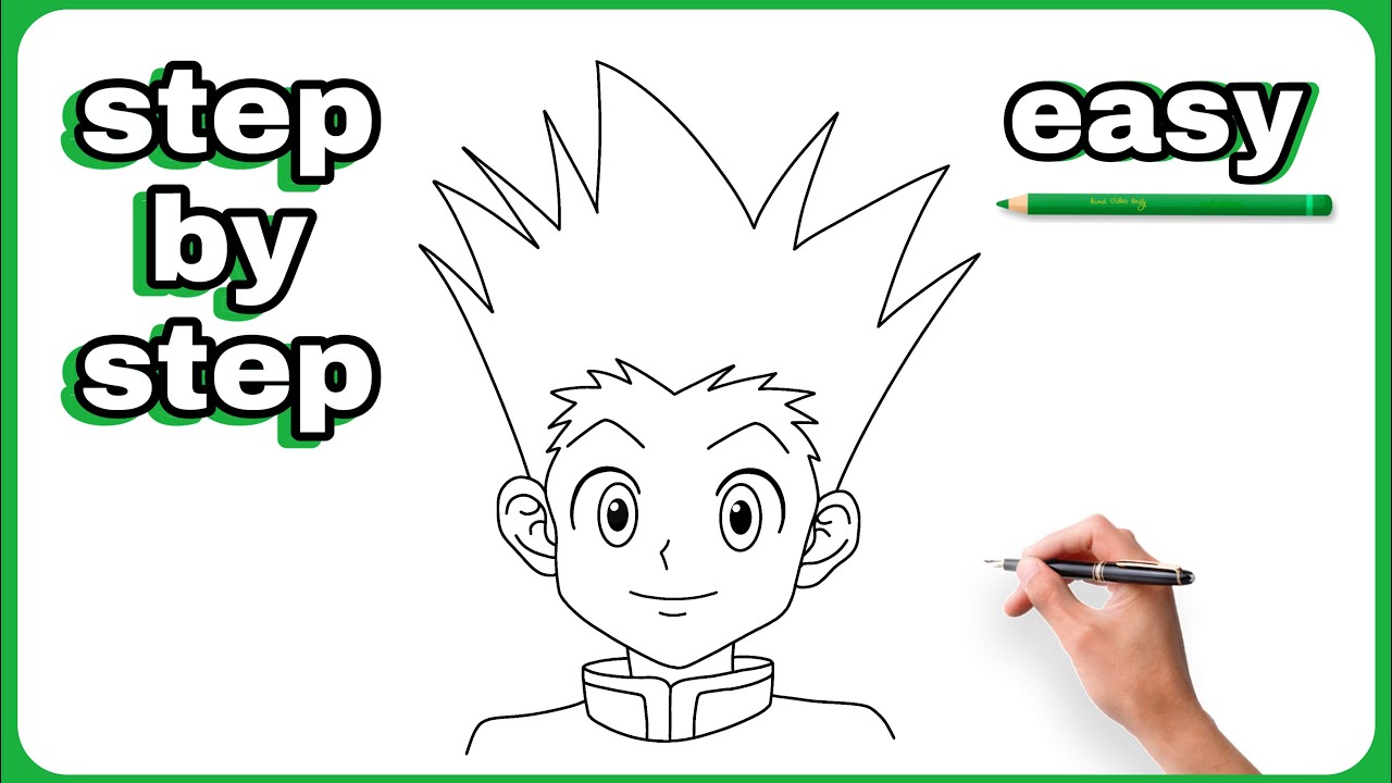 How to draw Gon Freecs from Hunter x Hunter step by step | easy anime ...