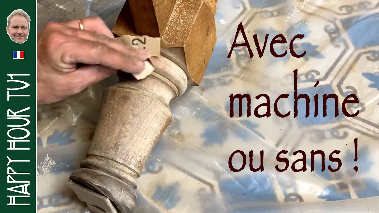 Poncer les pieds d'une table en bois massif - YouTube