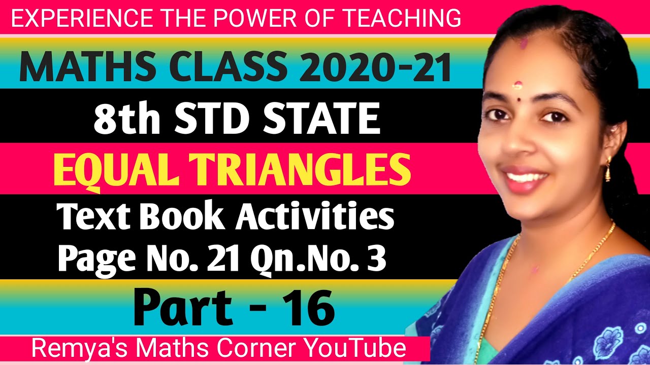 TEXT BOOK ACTIVITIES|PAGE NO.21 Qn.3|PART 16|EQUAL TRIANGLES|8TH MATHS ...