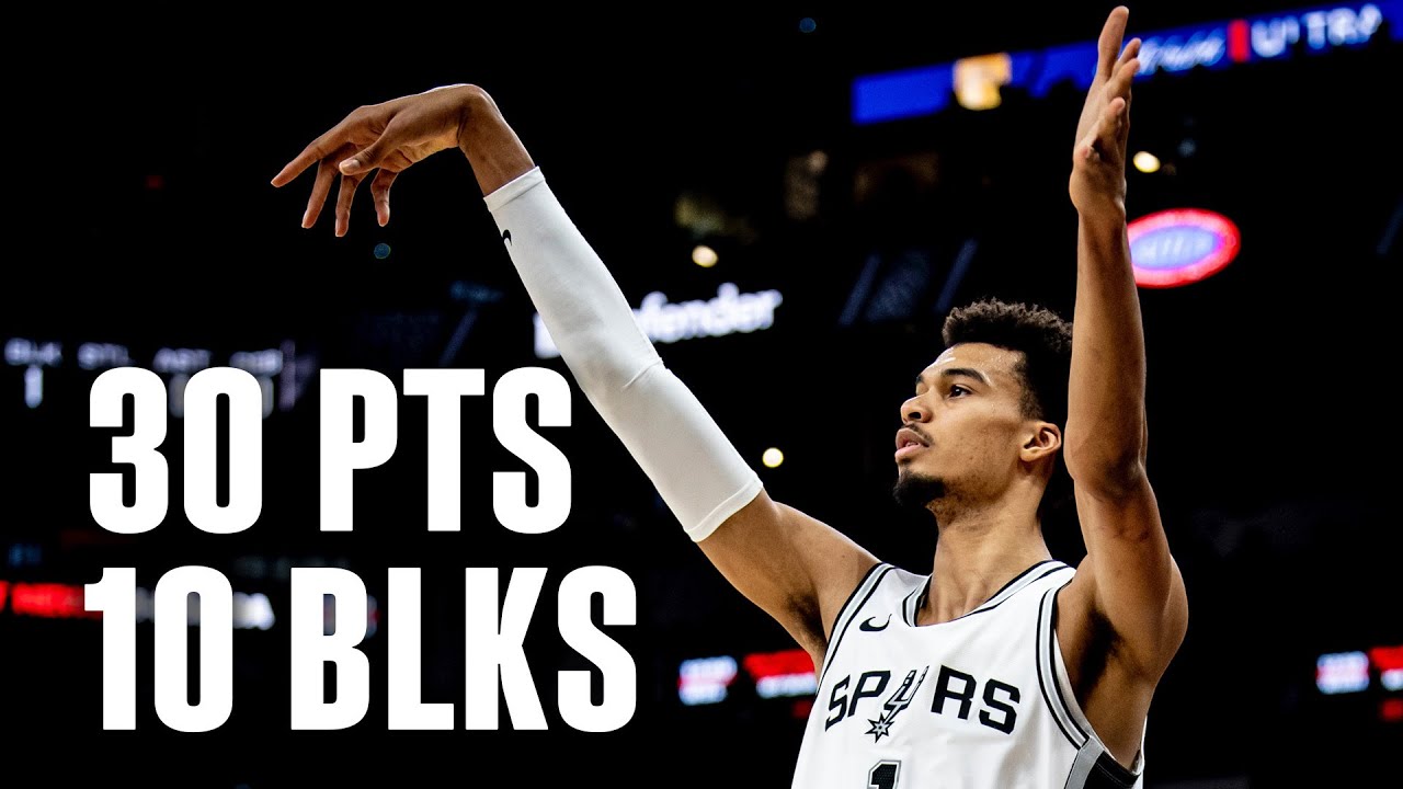 WEMBY RECORDS DOUBLE-DOUBLE WITH BLOCKS! - YouTube