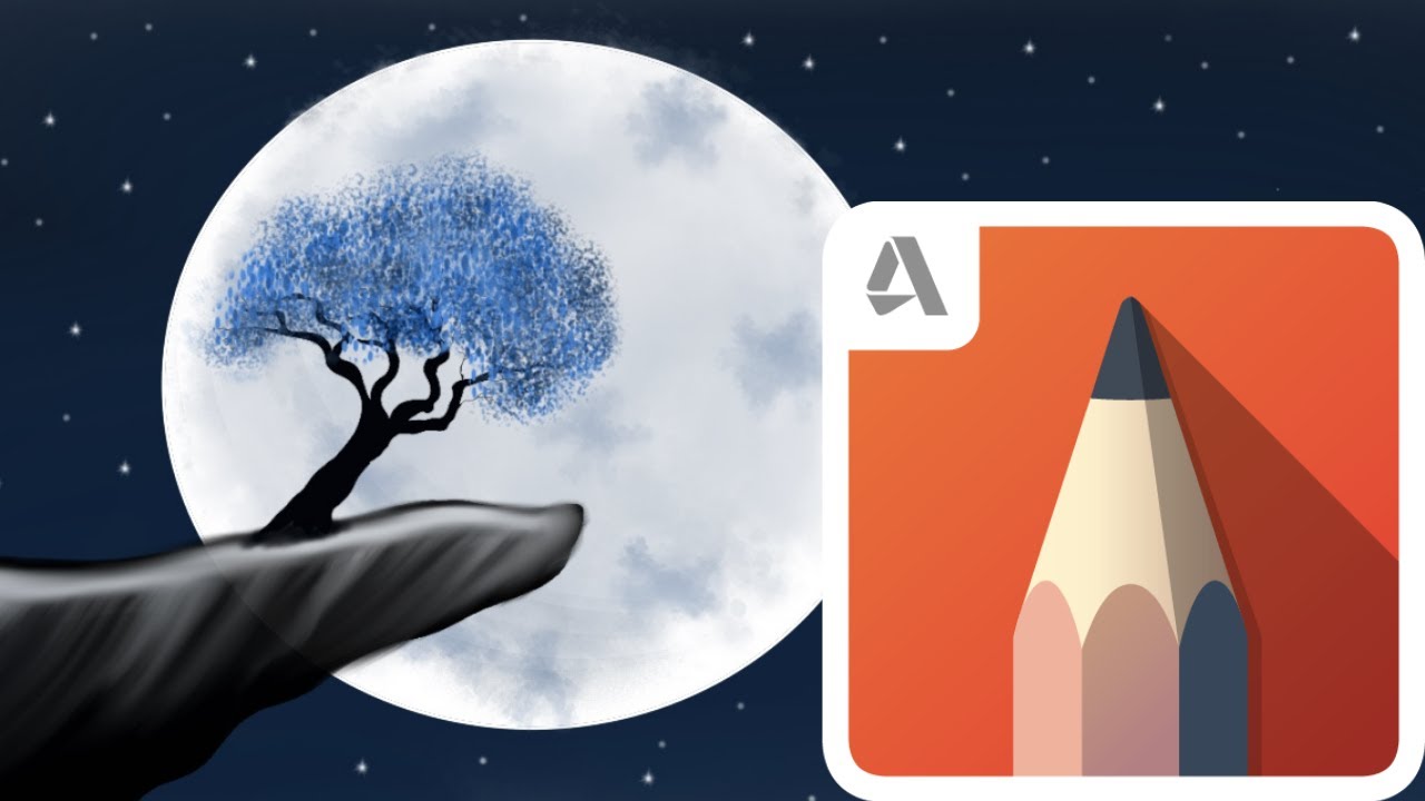 Full Moon Night Digital Drawing | Autodesk Sketchbook Tutorial | Night ...