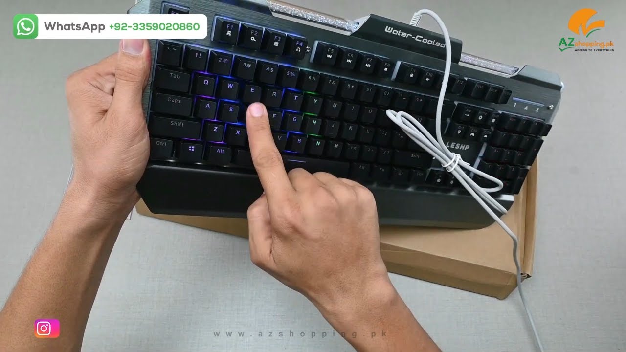 LESHP – Water-Cooled LED Backlit RGB Mechanical Gaming Wired Keyboard ...