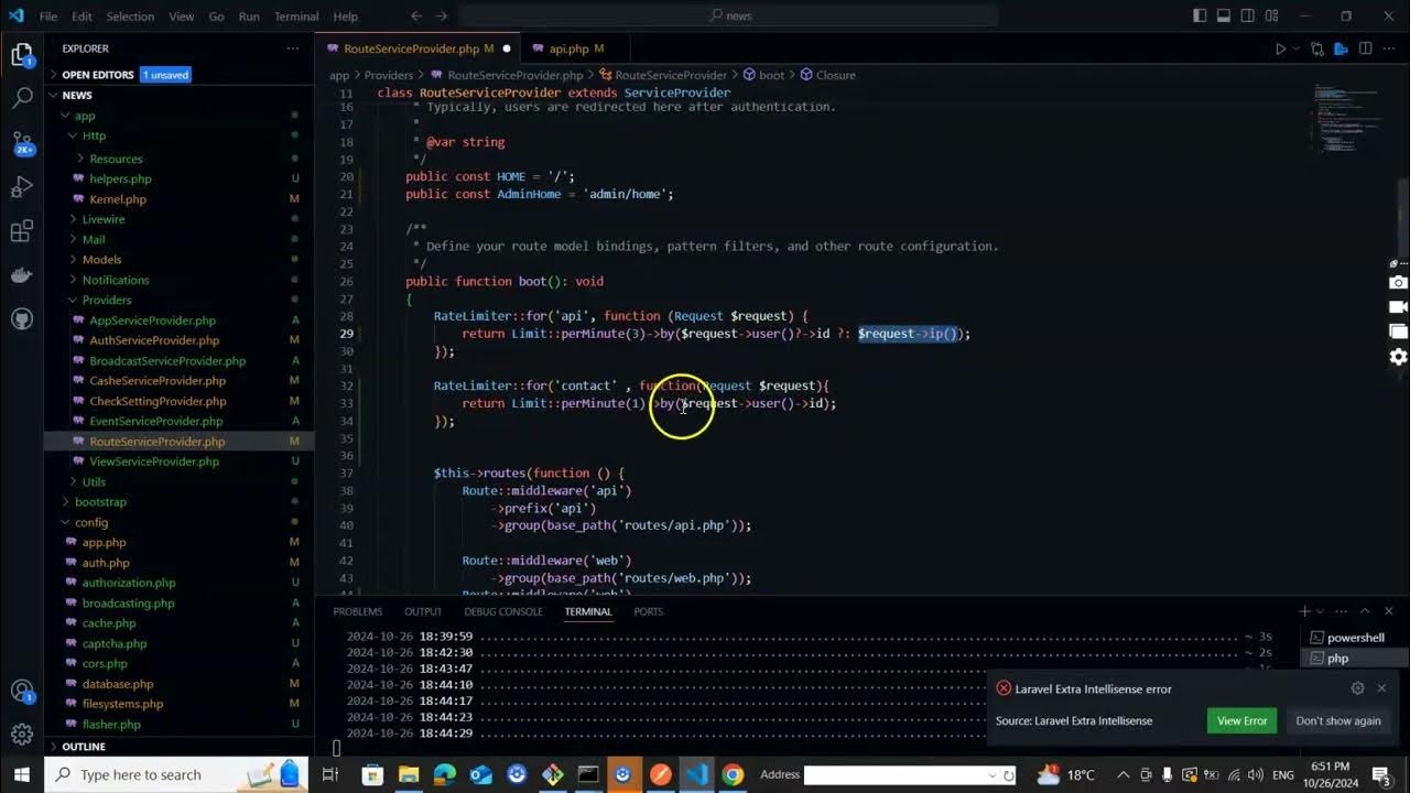 Rate Limiting in Laravel: Using Throttle Middleware to Control API Requests Part 1 - YouTube