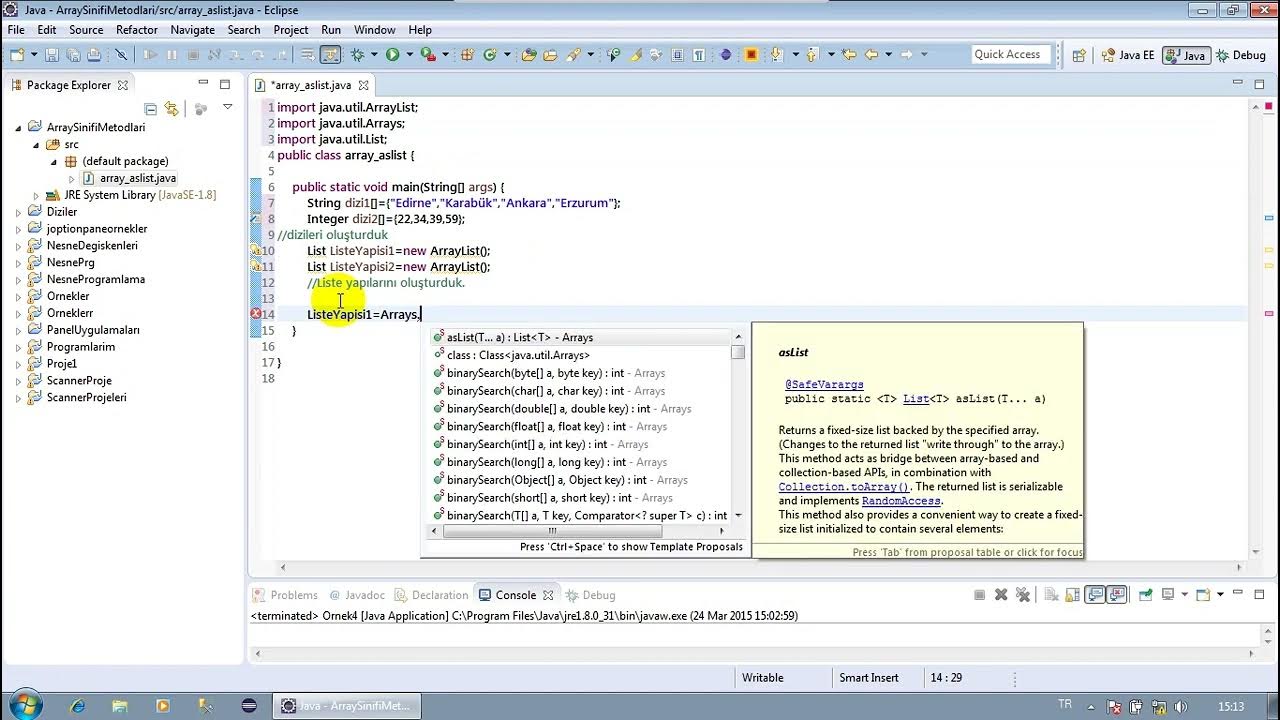 051011 01 Arrays AsList Metodu İle Diziyi Liste Yapısına Kopyalama - YouTube