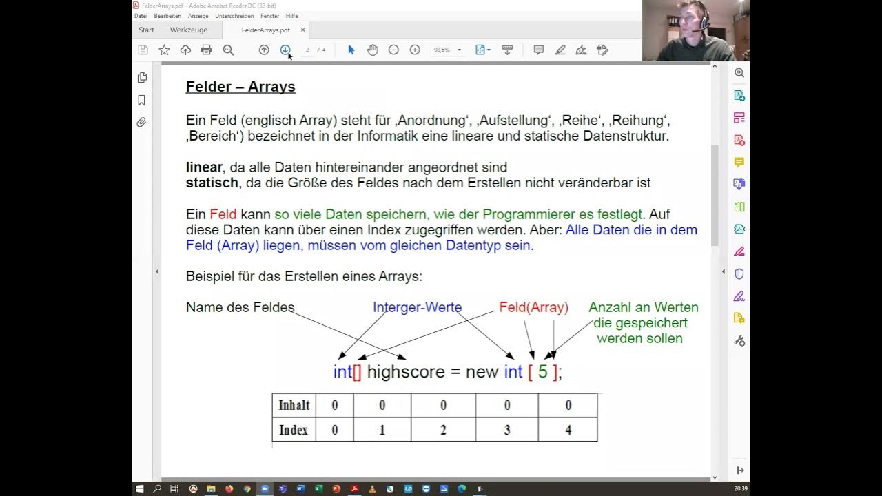 1 Das eindimensionale Array bzw. Feld als Datenstruktur in der Java ...