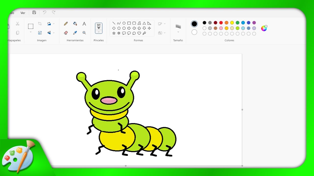 Dibujos en Paint 138 - Cómo Dibujar un Gusanito en Paint - YouTube