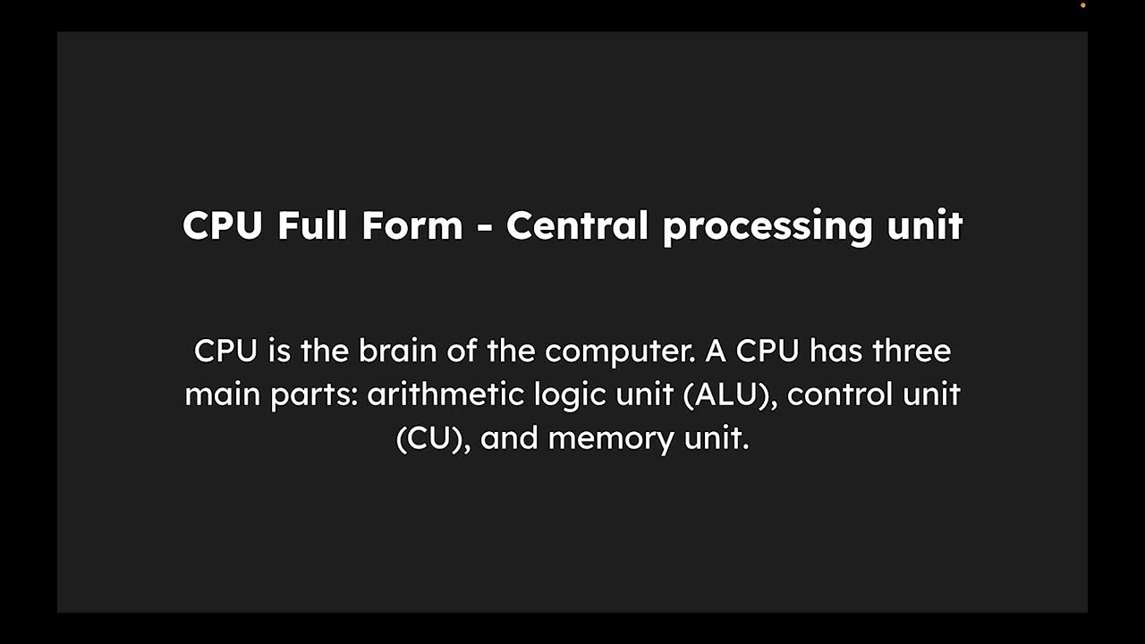 CPU Full Form | What is the full form of CPU? - YouTube