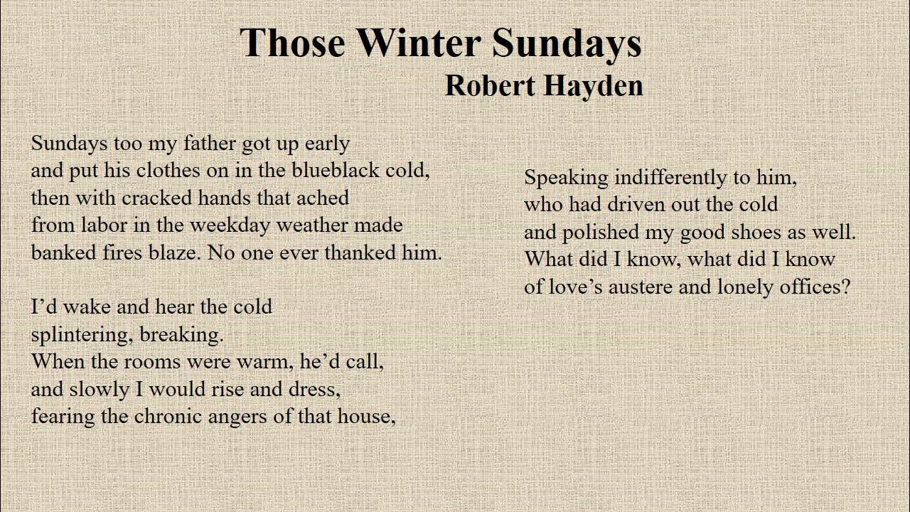 Robert Hayden's "Those Winter Sundays" (Summary) - YouTube