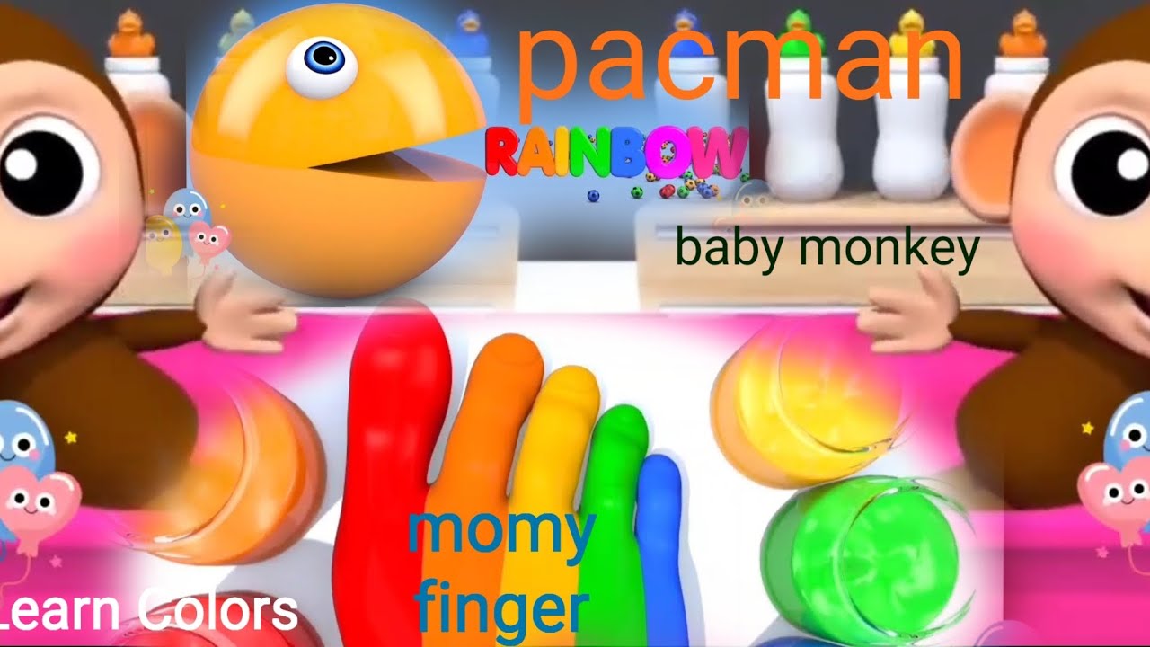 learn colors with finger family - pacman - baby monkey | youtube kids ...
