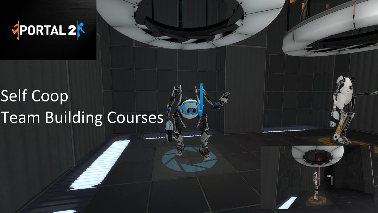 Portal 2 Cooperative Team Building: Playing two computers by myself ...