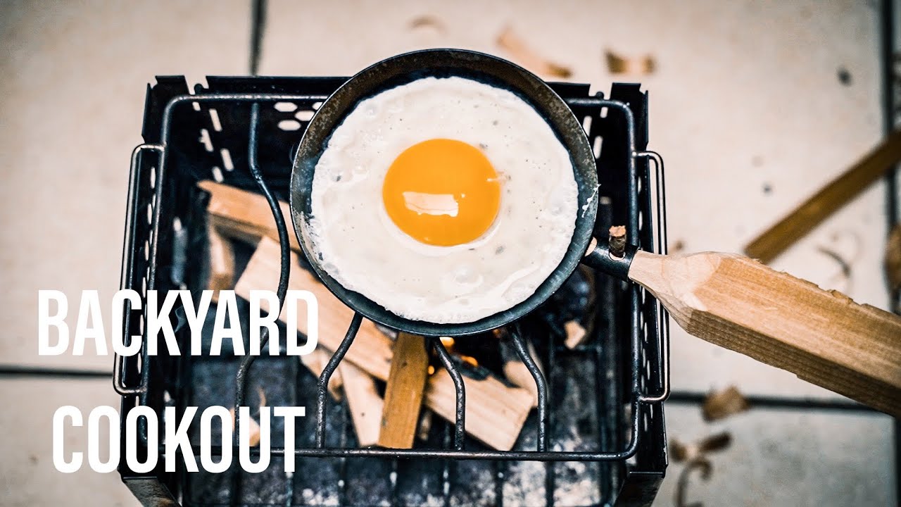 BACKYARD OUTDOOR BREAKFAST / WOODBURNING STOVE COOKOUT - YouTube