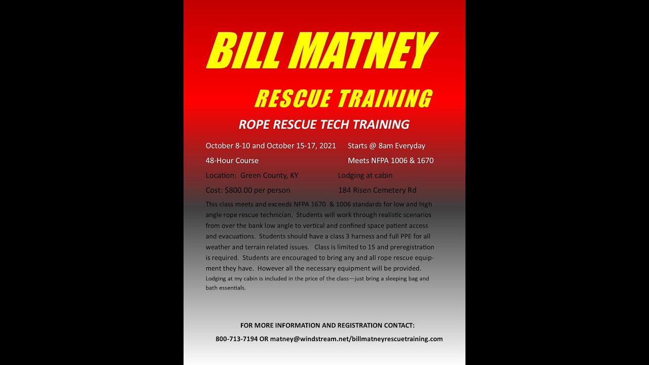 Bill Matney Rescue Training Video - YouTube
