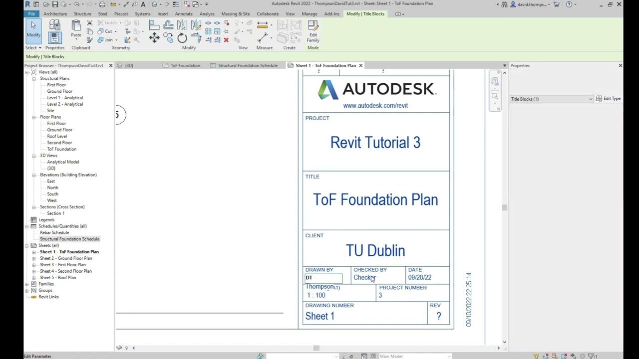 Revit Tutorial 3 Part 6 - Sheet Information - YouTube