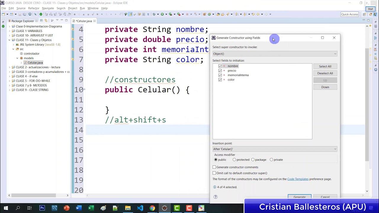 Clases y Objetos en JAVA Crear clases y objetos constructores setter getter toString PARTE 2/6 ...