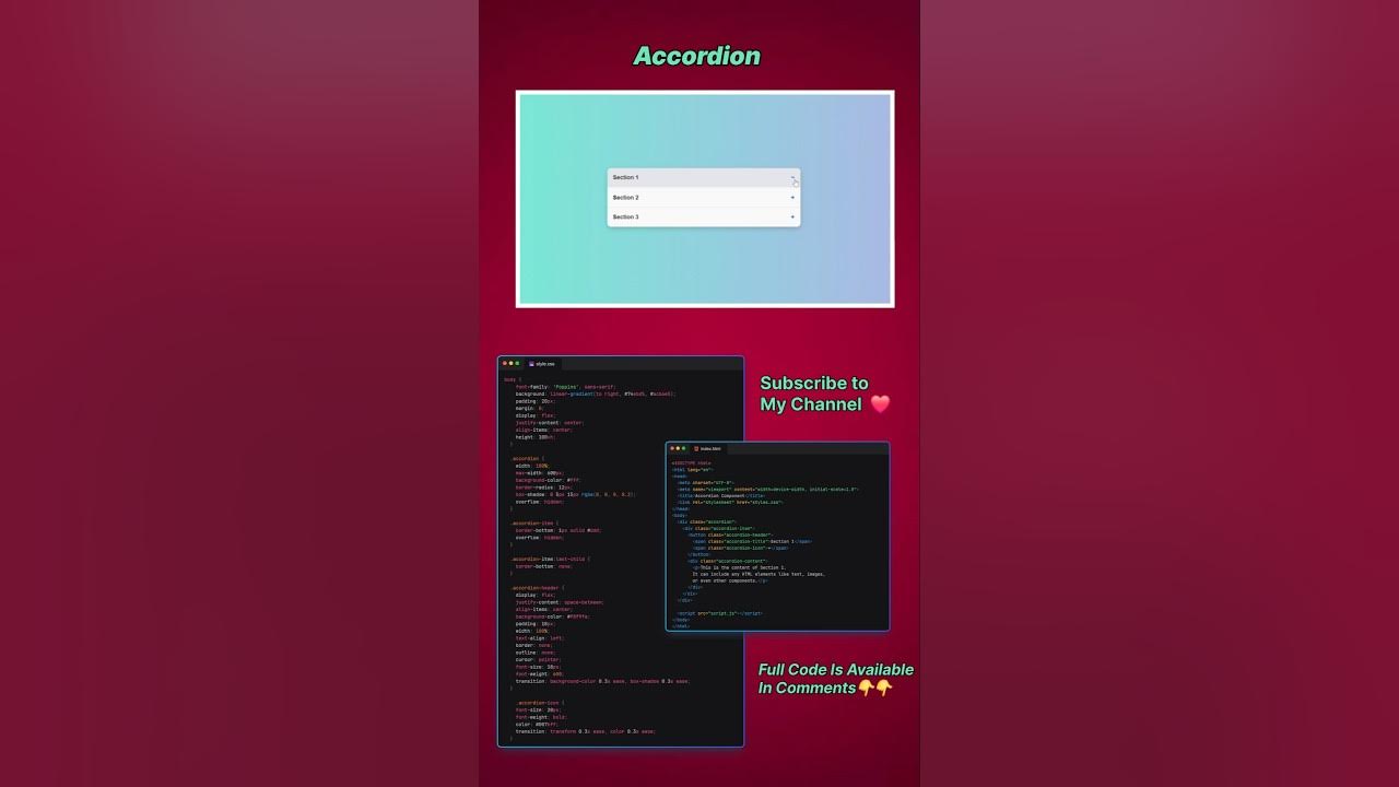 Modern & Stylish Accordion Component Using HTML, CSS & JavaScript | UI Design Tutorial #htmlcss ...