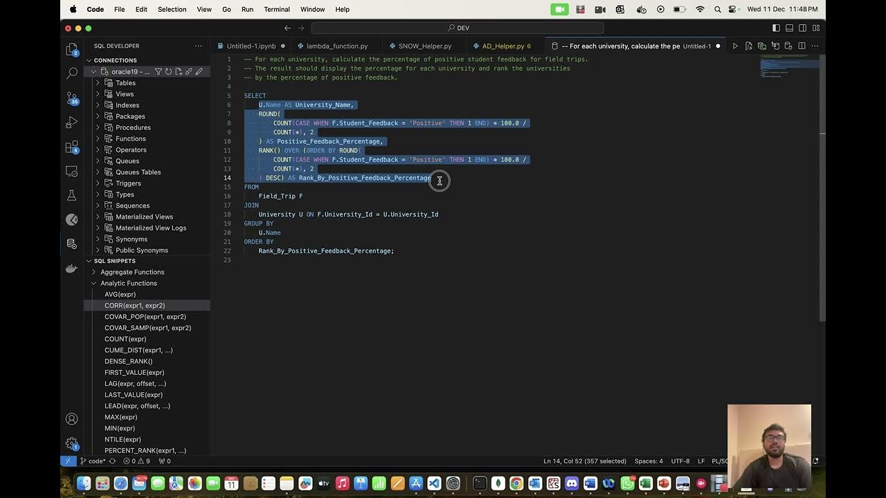 Oracle SQL Analytic Function - RANK() - University Field Trips ...