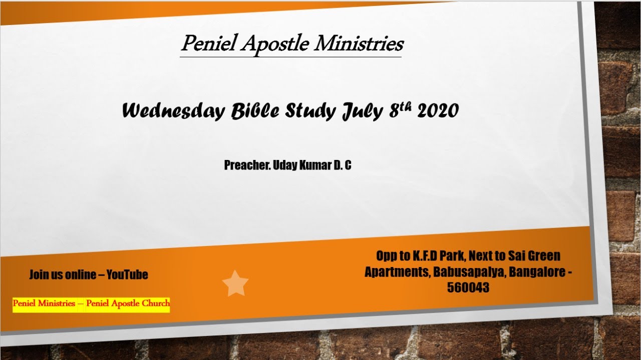 Peniel Apostle Ministries | Wednesday Bible Study | July 8th 2020 - YouTube