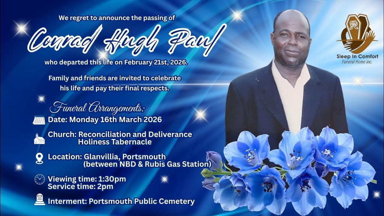 Back up link for the funeral of Conrad Hugh Paul - YouTube