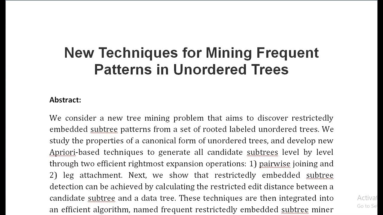 New Techniques for Mining Frequent Patterns in Unordered Trees - YouTube