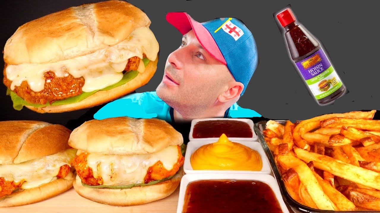ASMR BURGER & FRIES MUKBANG 먹방 (No Talking) COOKING & EATING SOUNDS ...