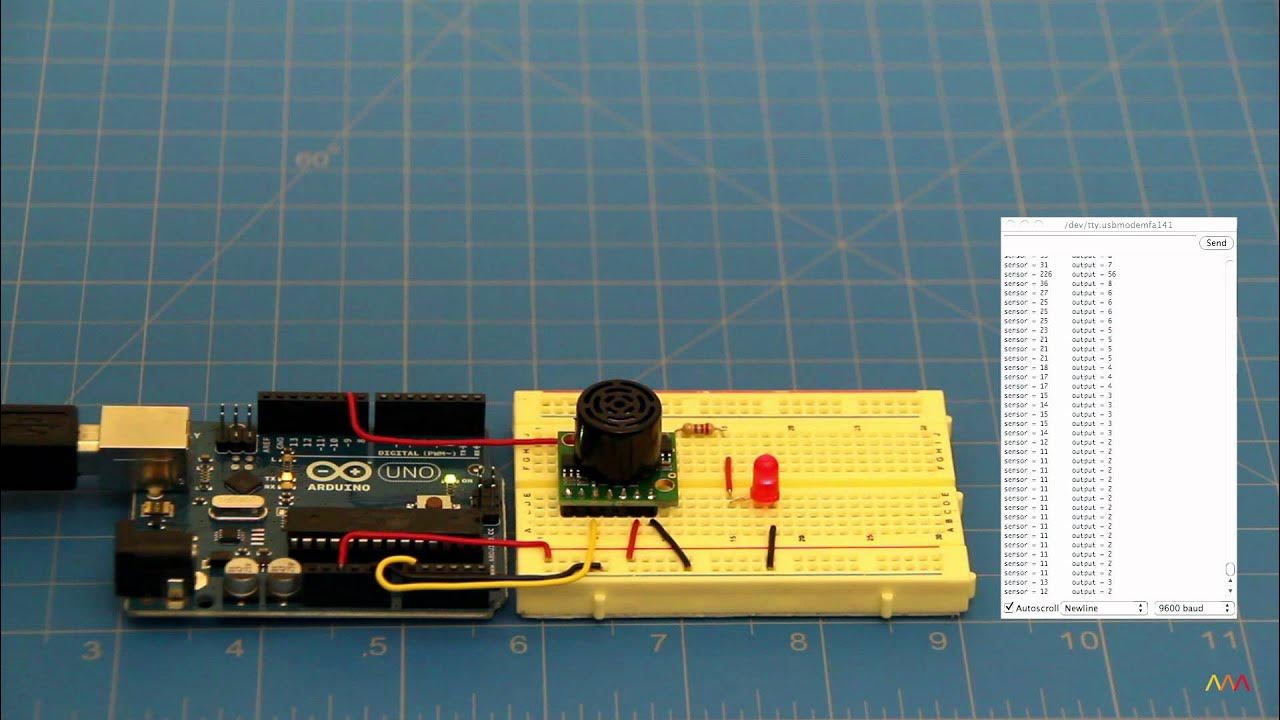 Arduino Examples - AnalogInOutSerial (Ultrasonic Range Finder) - YouTube