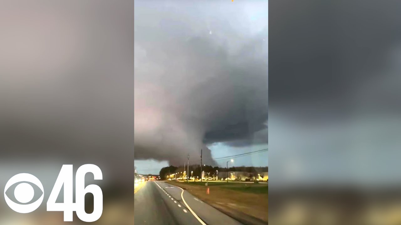 Sudden, possible tornadic activity tears across north Georgia - YouTube
