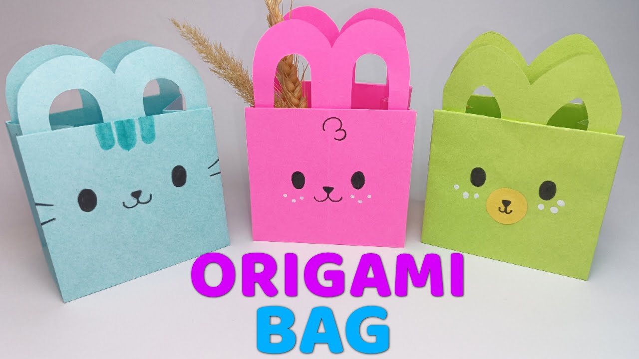 How to make a functional paper bag. Paper bag with cute animals like ...