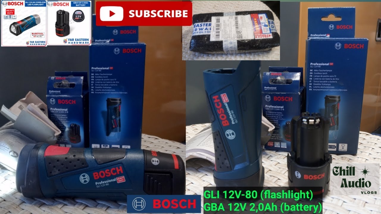 UNBOXING BOSCH GLI 12V-80 (flashlight) and BOSCH GBA 12V 2,0Ah (battery ...