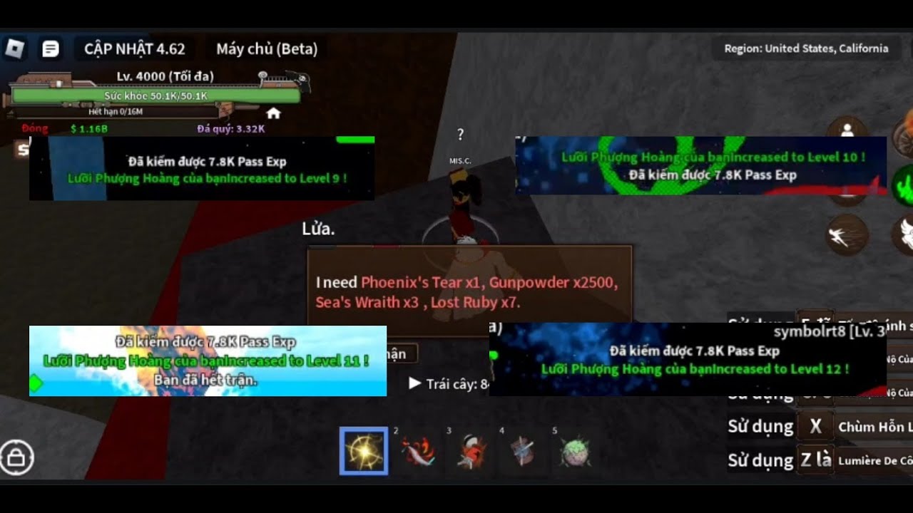ROBLOX KING LEGACY HÌNH TRÌNH KILL HYDRA UP LV 12 PHOENIX BLADE V2 ...