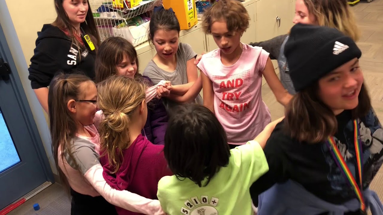 Girls play the human knot game | PowerUp Girls for Life - YouTube