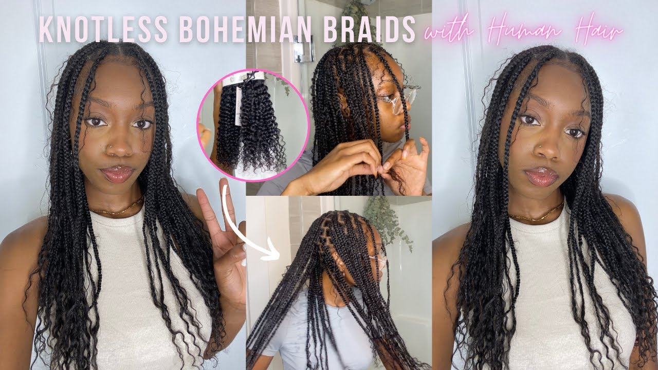 Knotless Bohemian/Goddess Braids with HUMAN Hair | Beginner Friendly Tutorial - YouTube