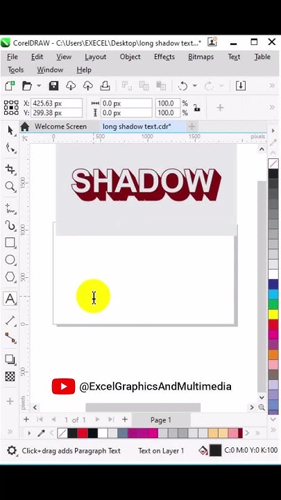 Long shadow Text effect coreldraw - YouTube
