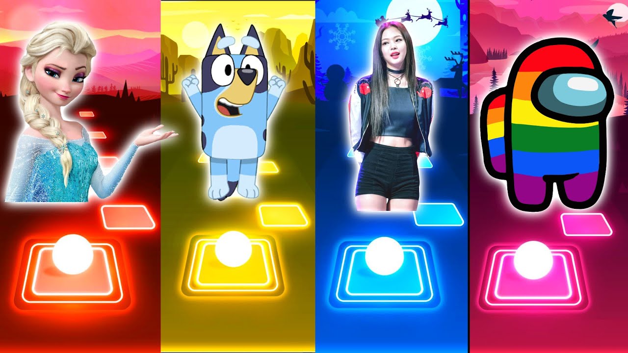 Elsa Let It Go vs Bluey vs Jisoo Flower Dance vs Among Us - YouTube