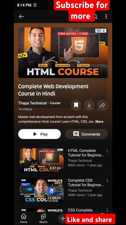 Top 5 Free Web Development Course #webdevelopment #shorts @CodeWithHarry @ApnaCollegeOfficial ...