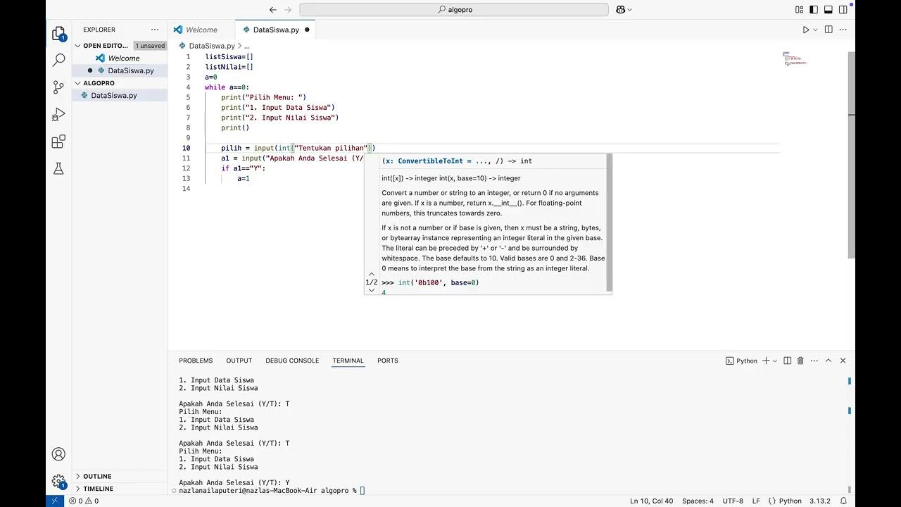 Belajar Python: Rekam Data Siswa dengan List (Part 1) - YouTube