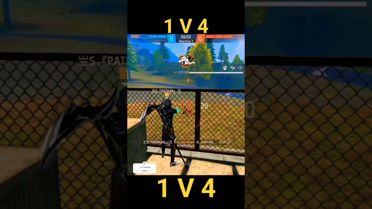1v 4 challenge double usp#freefire #shortclip video# - YouTube