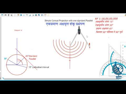 Simple Conical Projection with one standard Parallel एक प्रमाण ...